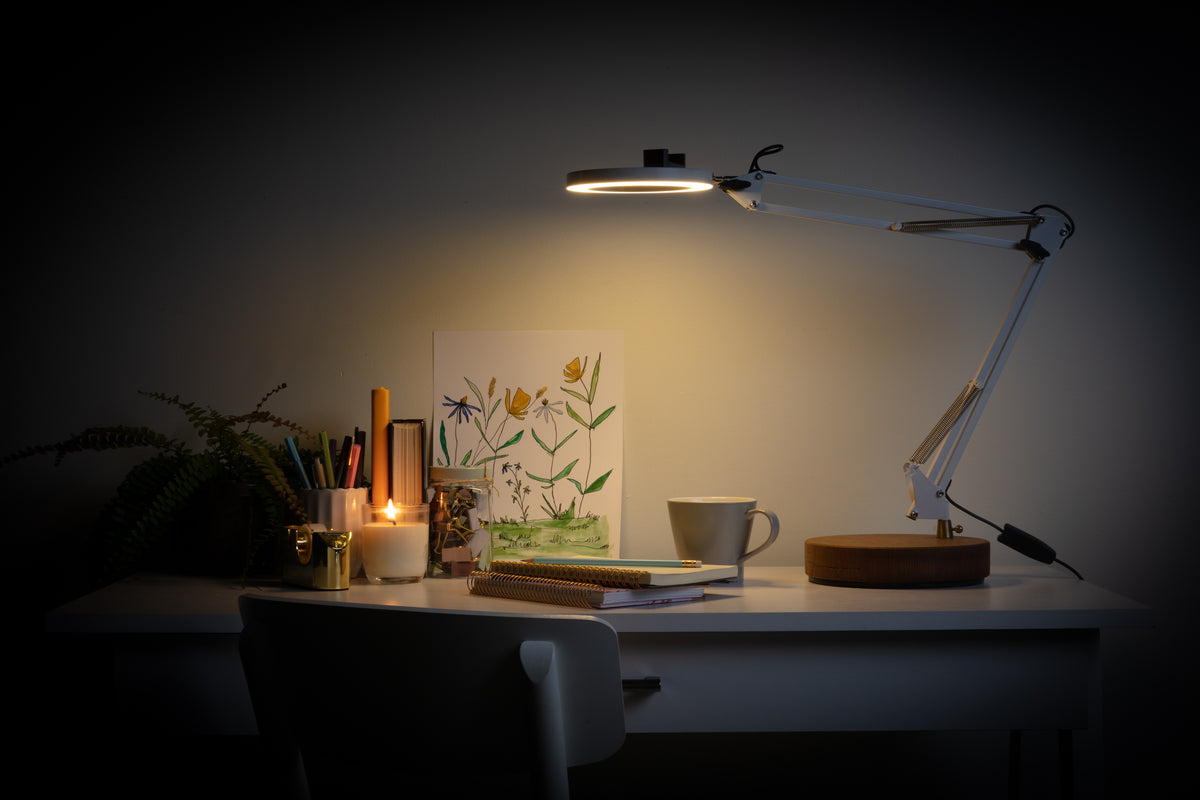 White Canvas Lamp with Desk Clamp – Canvas Store