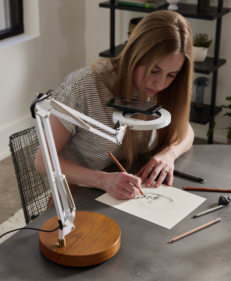 White Canvas Lamp with Weighted Wooden Base – Canvas Store